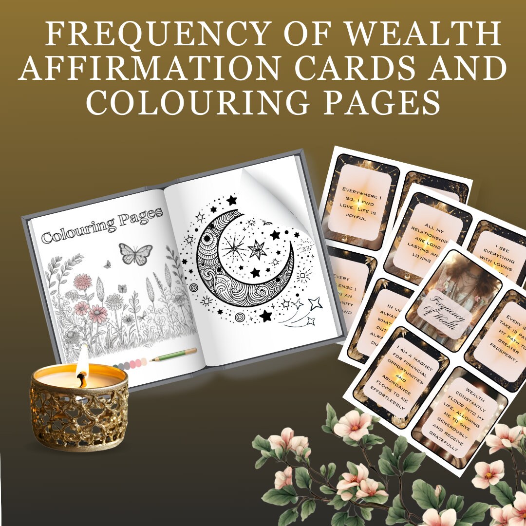 Wealth Affirmation Cards and Coloring Pages Bundle - Digital Download ...
