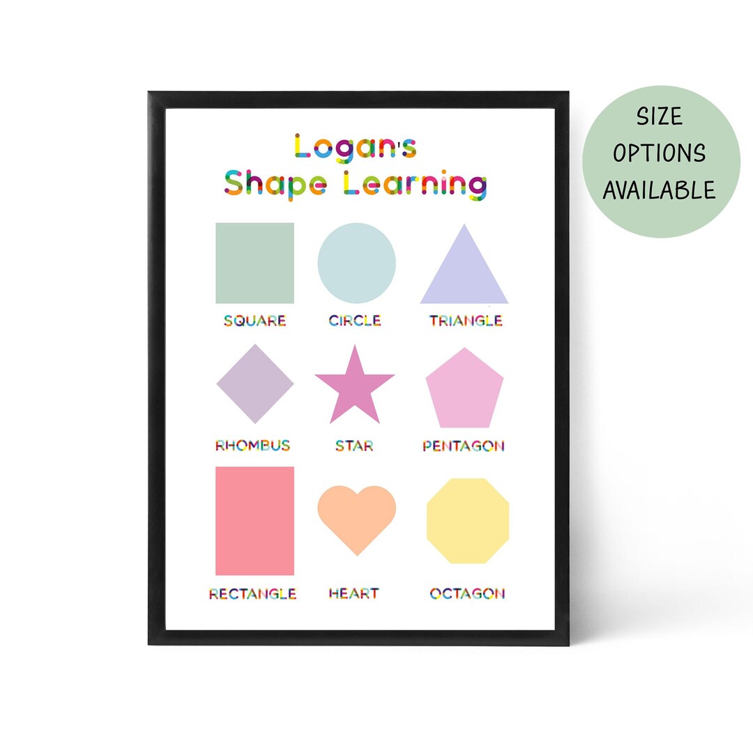 Personalised Shape Wall Chart, Kids Wall Print, Any Name Kids Room ...