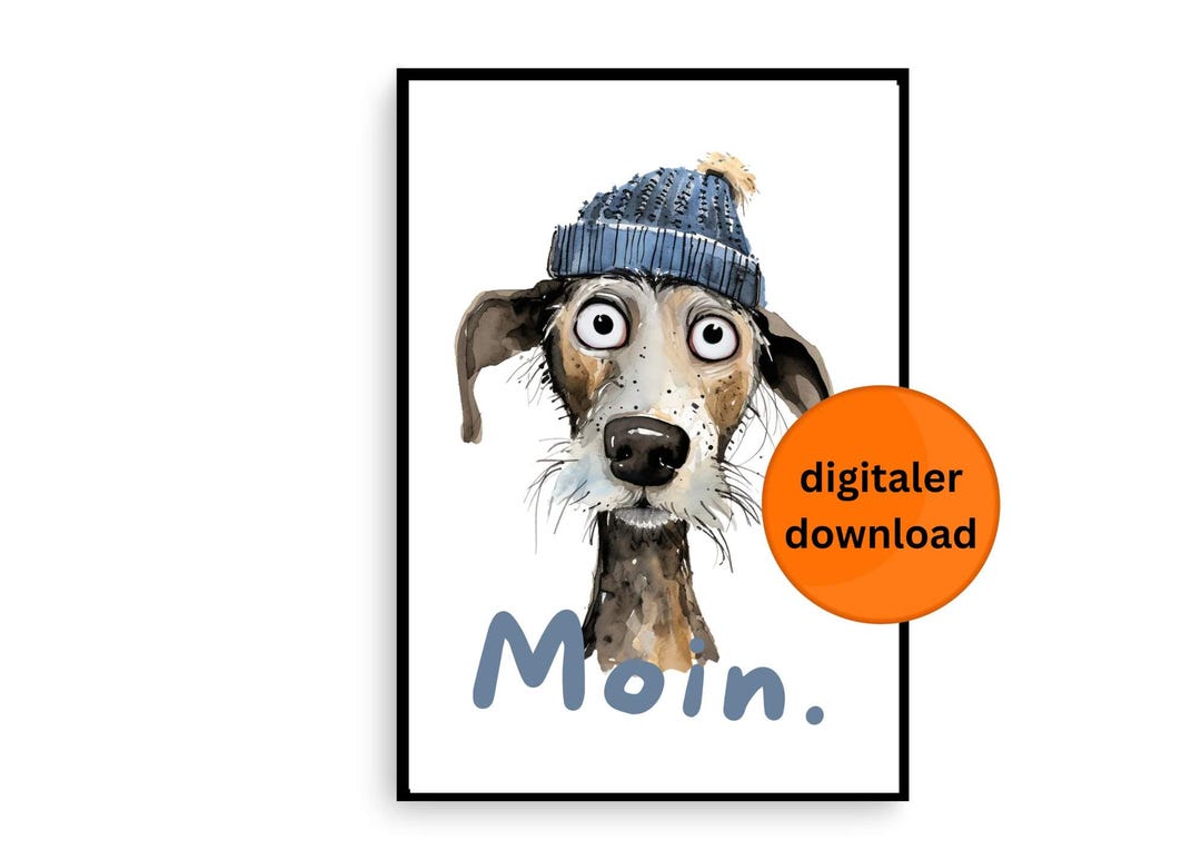 Poster "moin" (good Morning). Frisian Dog From the Sea, Living Room ...