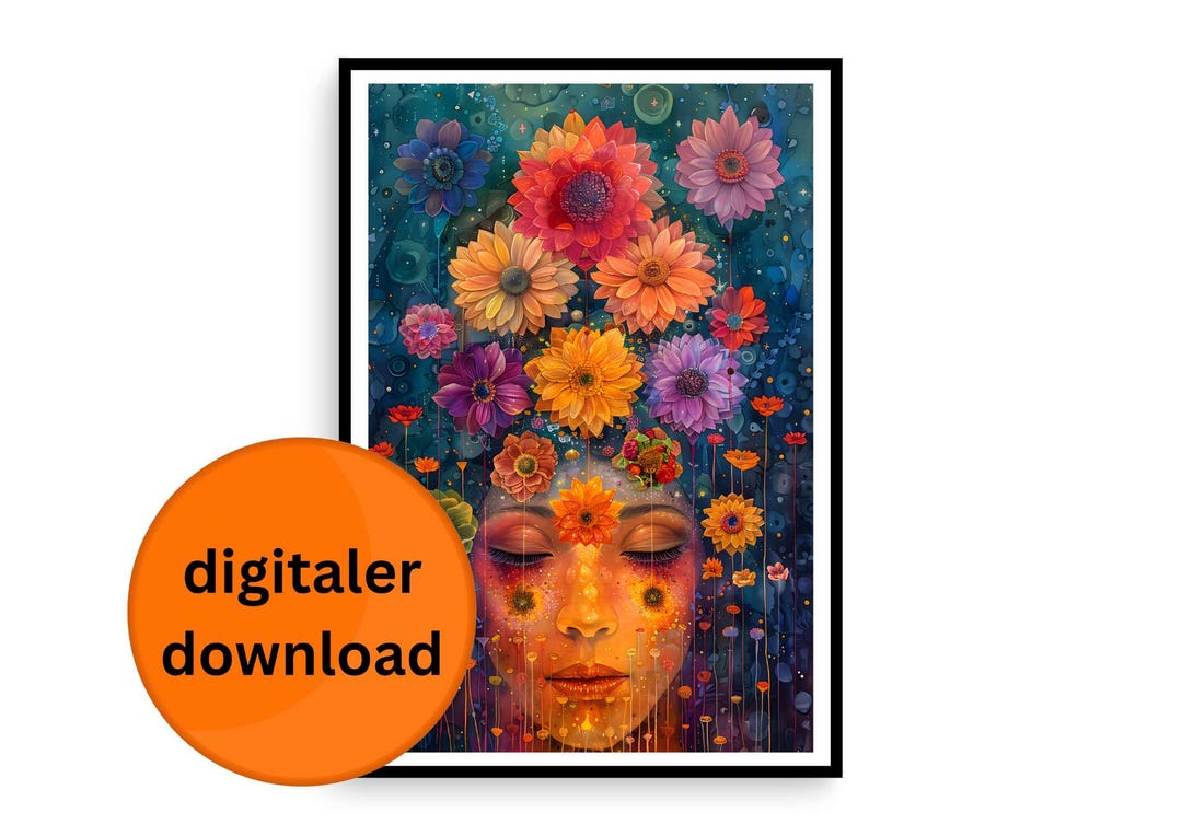 Spiritual Poster 5, Esoteric, Meditation, Woman and Flowers, Esoteric ...