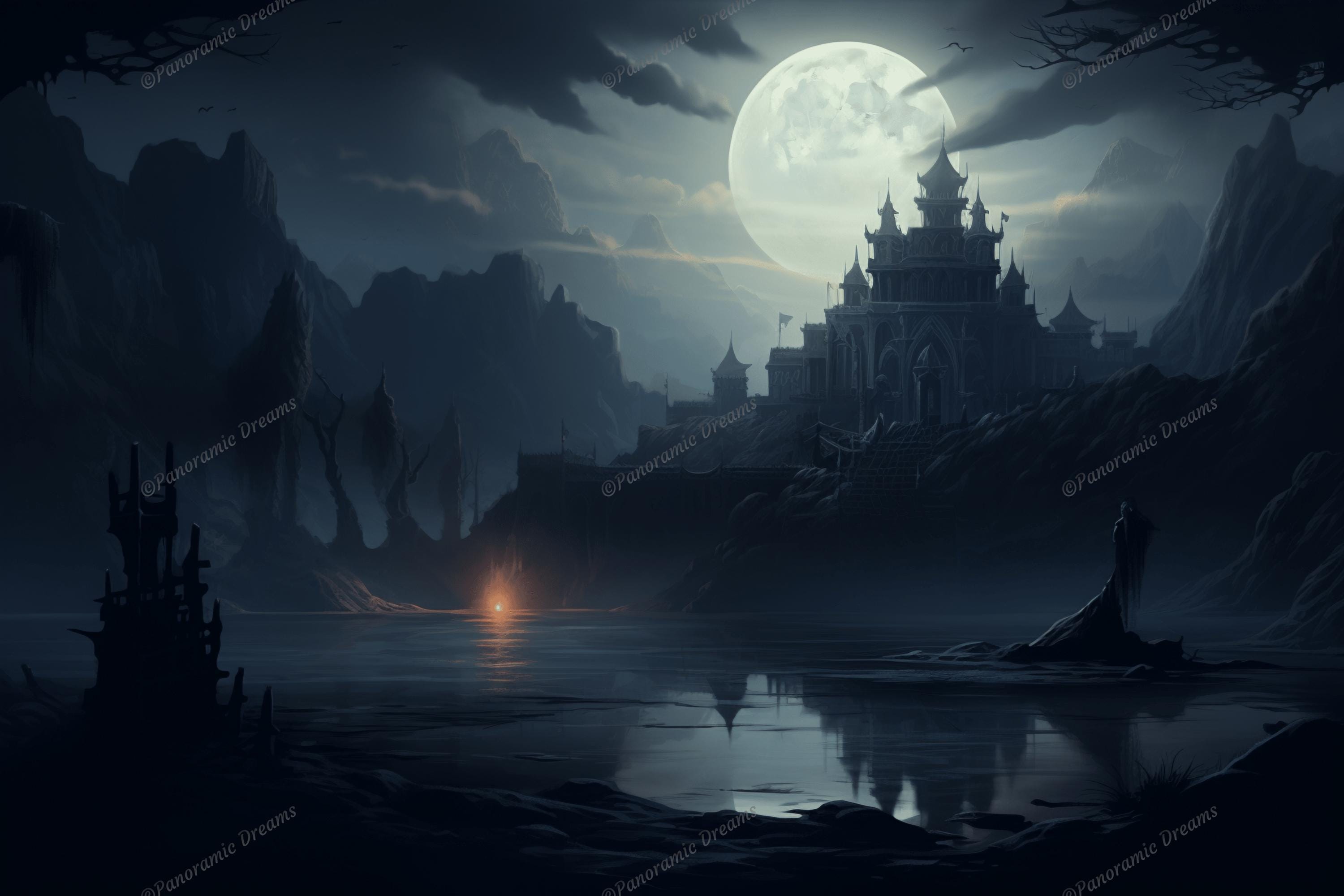Veil of the Underworld, Instant Download, Eerie Full Moon Halloween ...