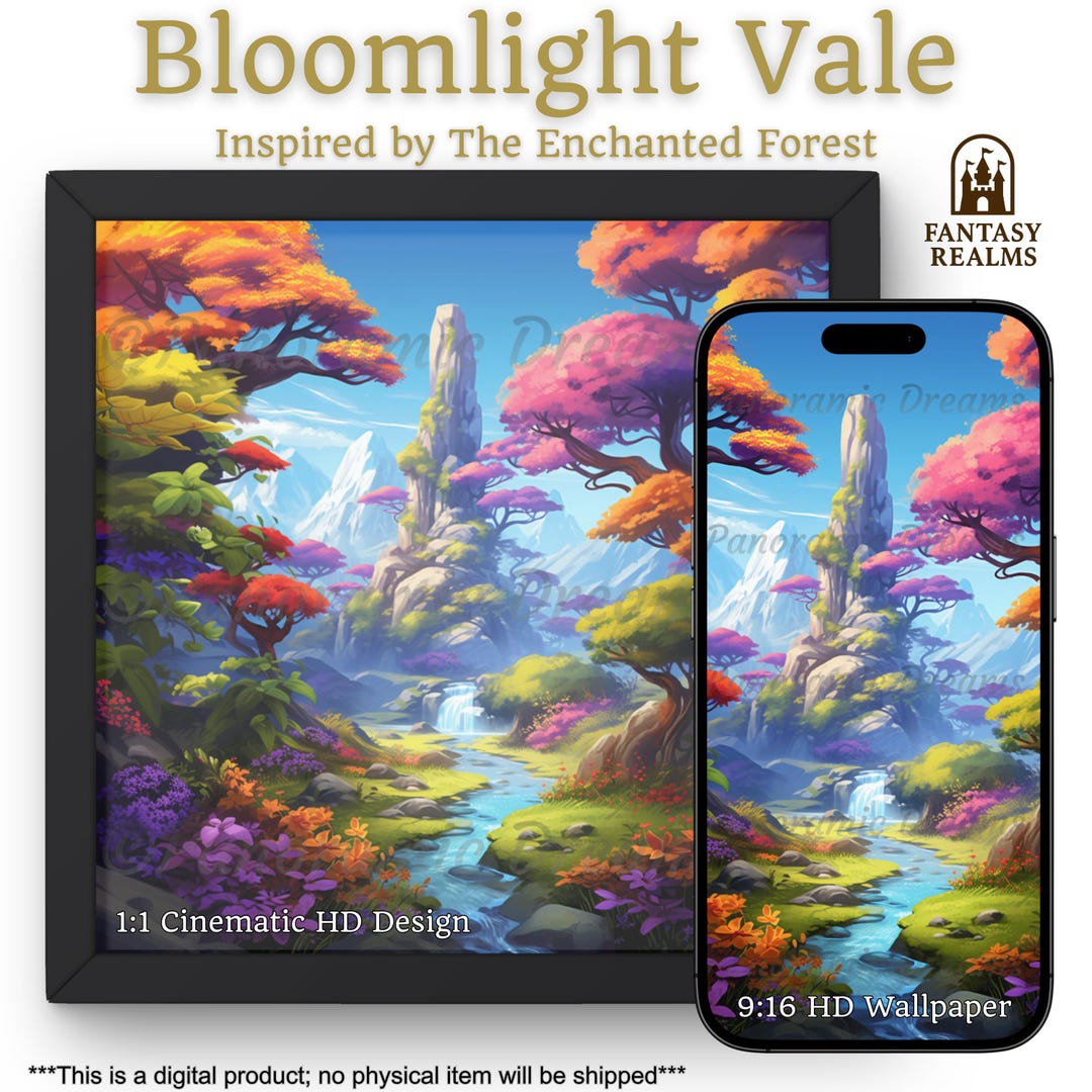 Bloomlight Vale, Ios & Android Wallpaper Art, Instant Digital Download ...