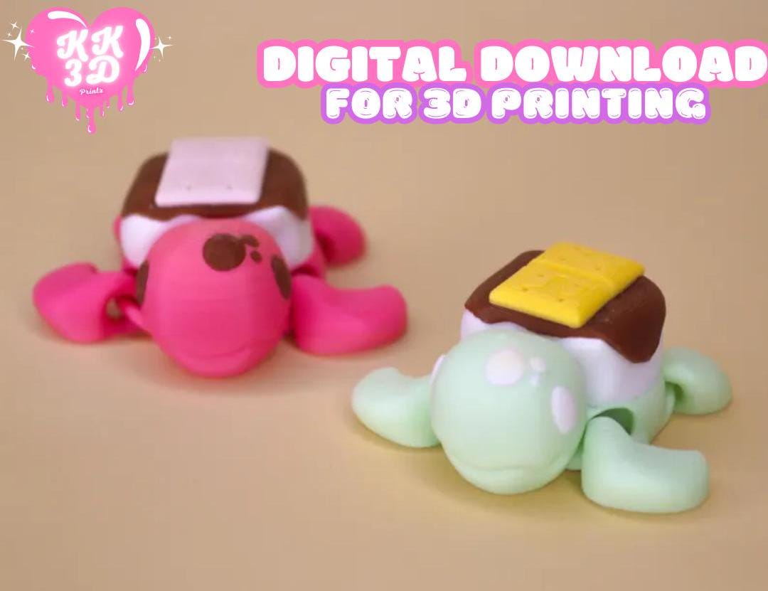 Articulated Smores Turtle STL File for 3D Printing, Print in Place ...