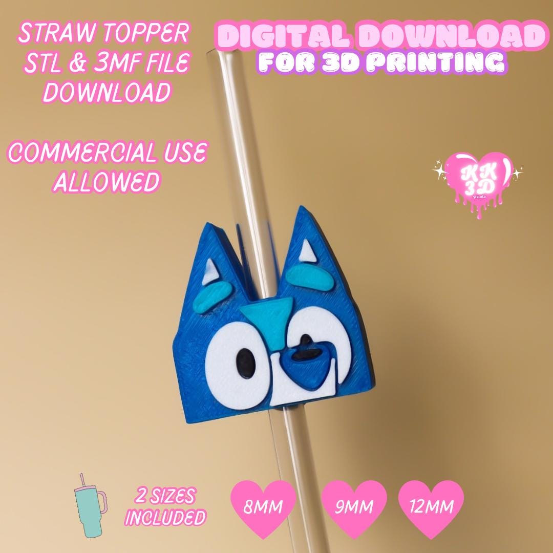 Bluey Straw Topper Digital File | 3x Sizes Included | to Fit Yeti and ...