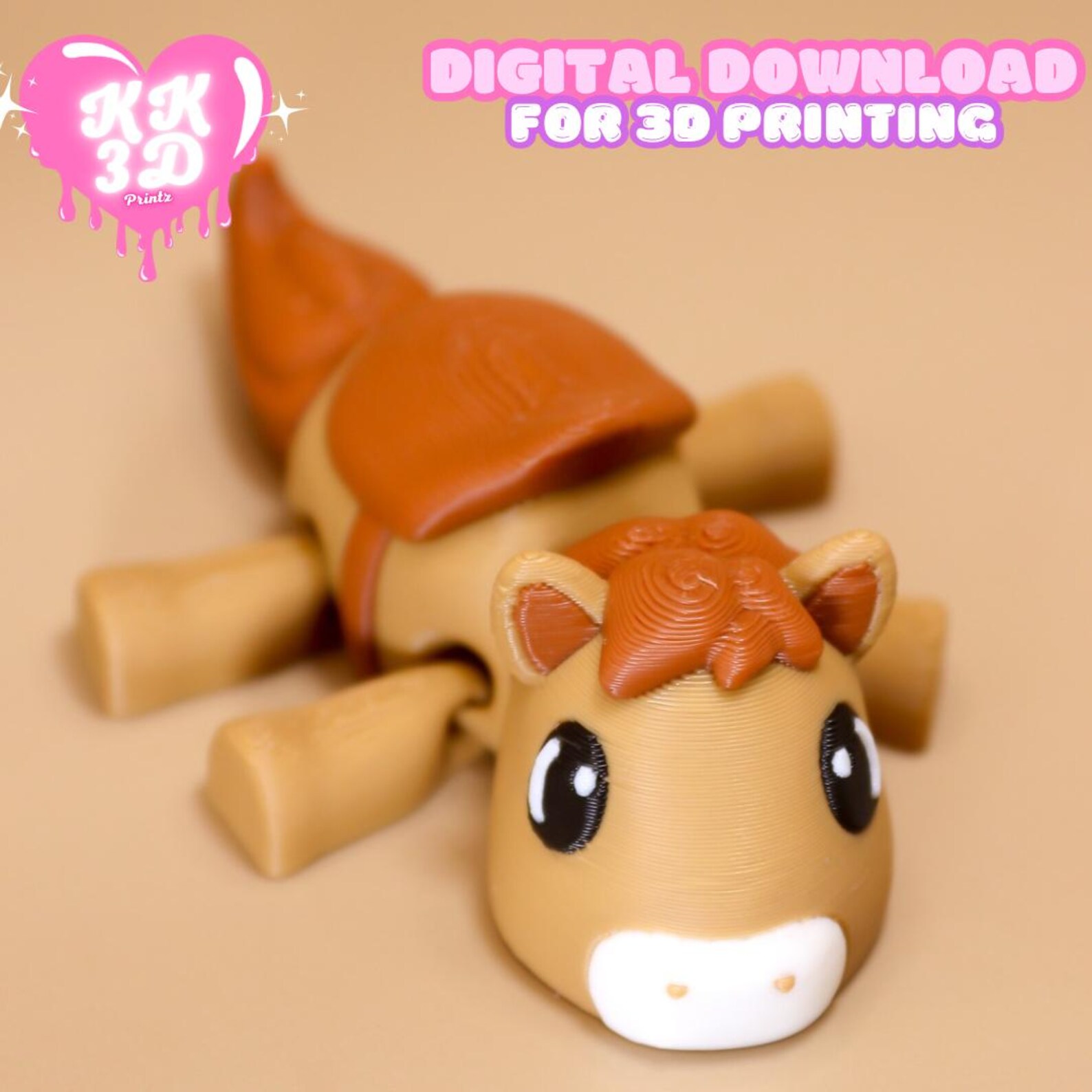 Articulated Saddle Horse STL File for 3D Printing, Print in Place ...