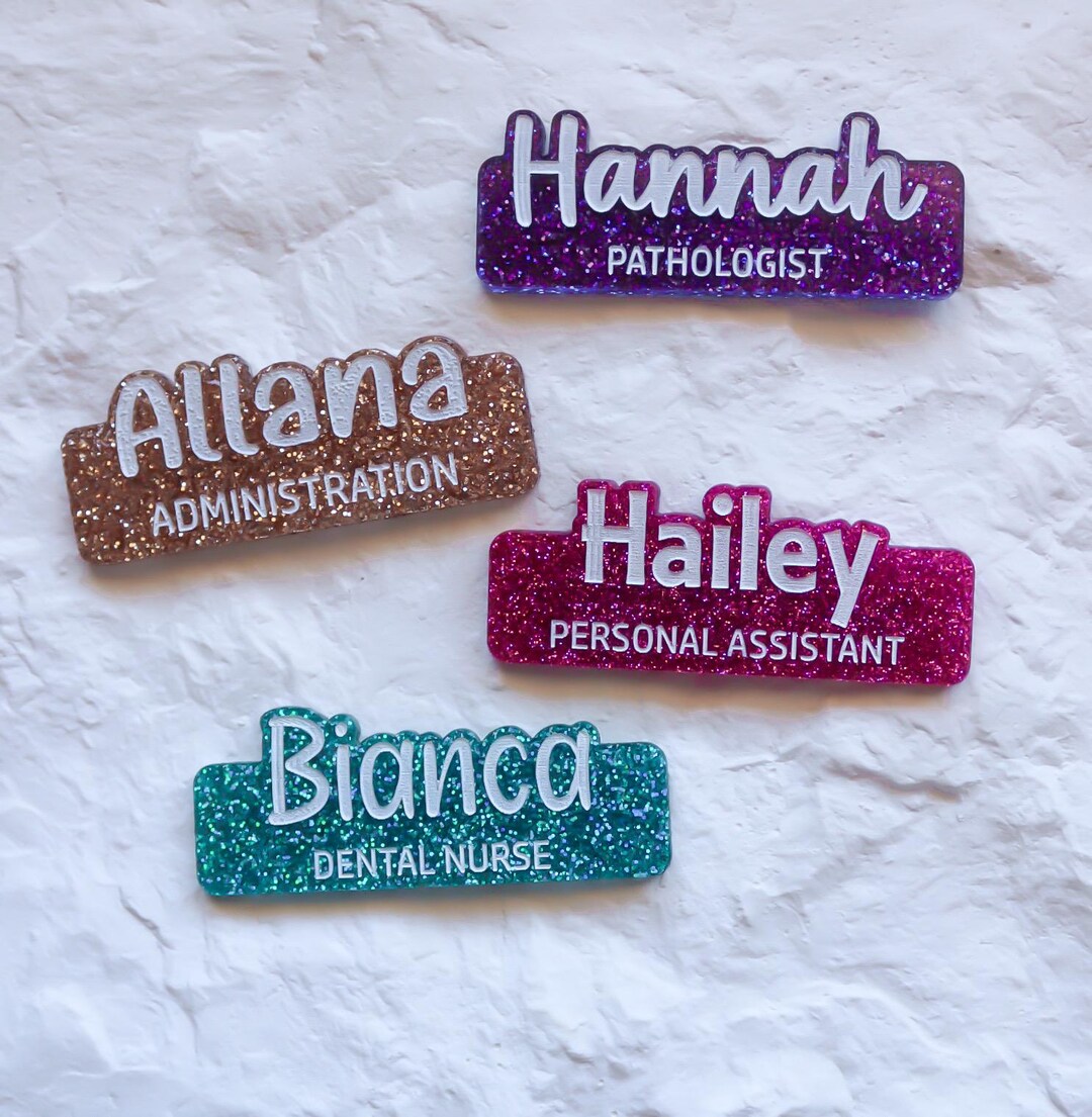 Glitter Name Badge - Acrylic Name Badge - Nurse, Midwife, Pathologist ...