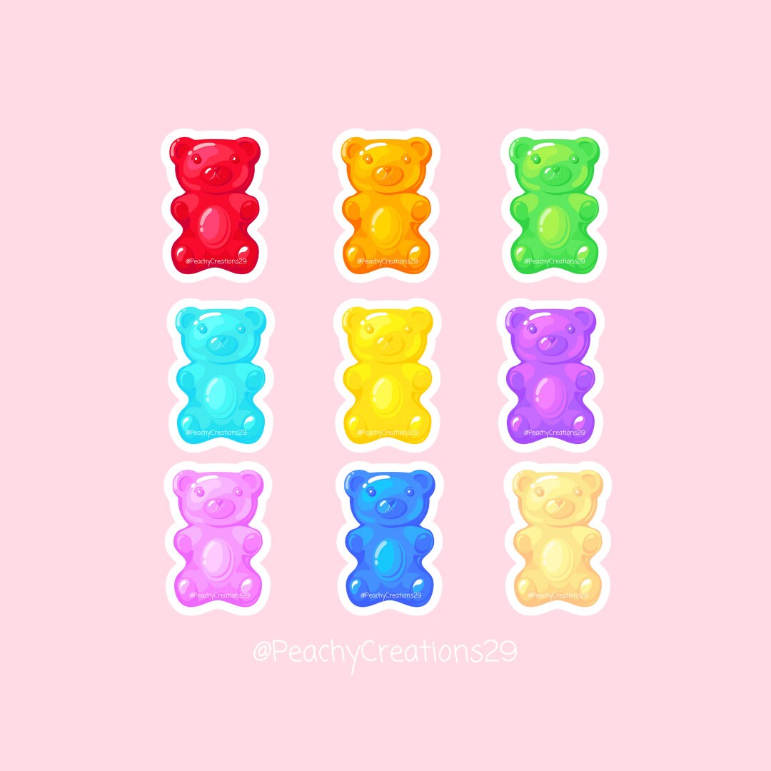 Gummy Bear Collection Packet Vinyl Stickers Multi Colour Gummy Bear ...