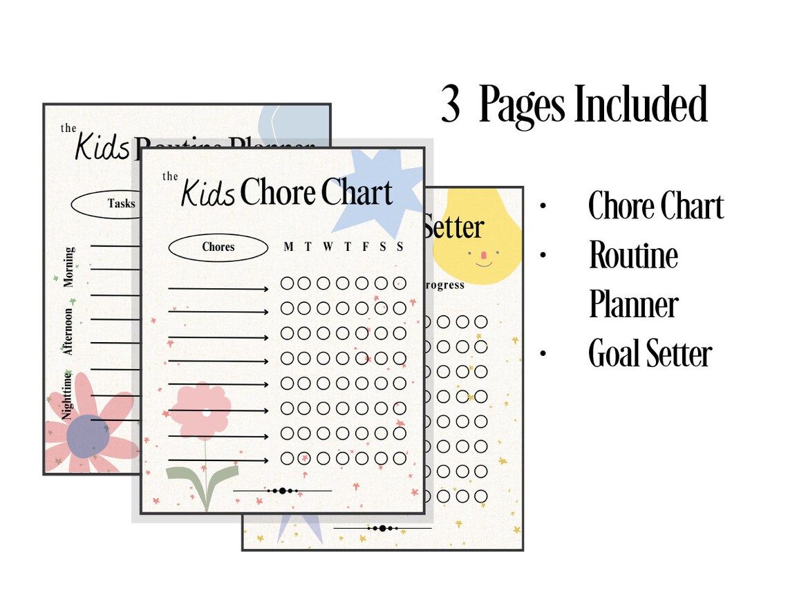 Kids Chore Chart Printable Bundle Family Chore Chart Toddler Chore ...