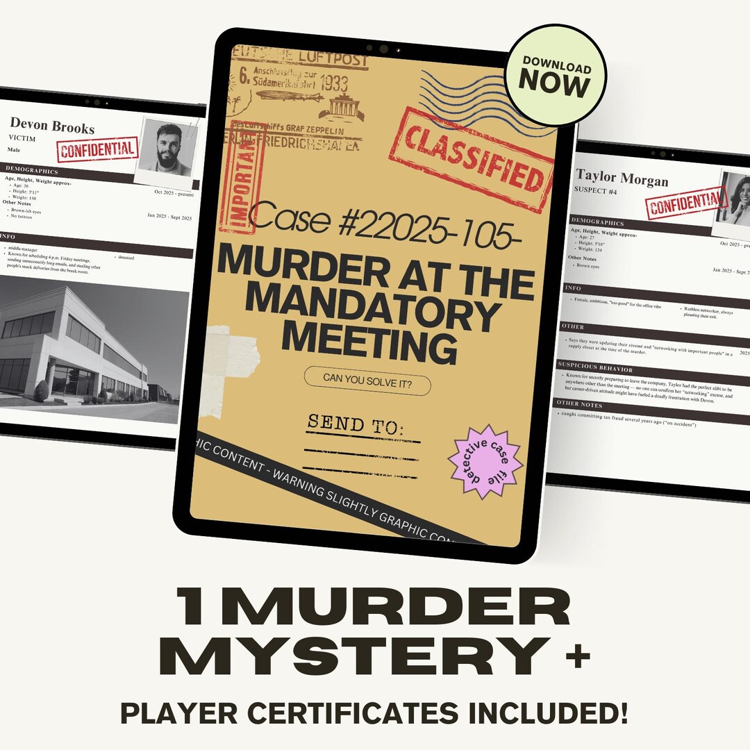 Printable Murder Mystery | Printable Detective Case | Murder Mystery ...