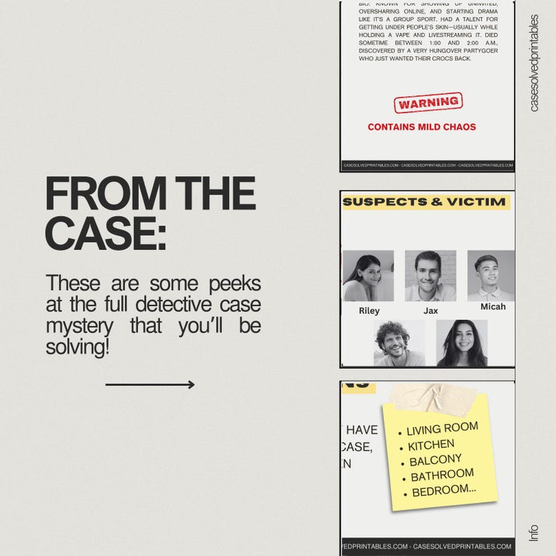 Printable Murder Mystery | Printable Detective Case | Murder Mystery ...