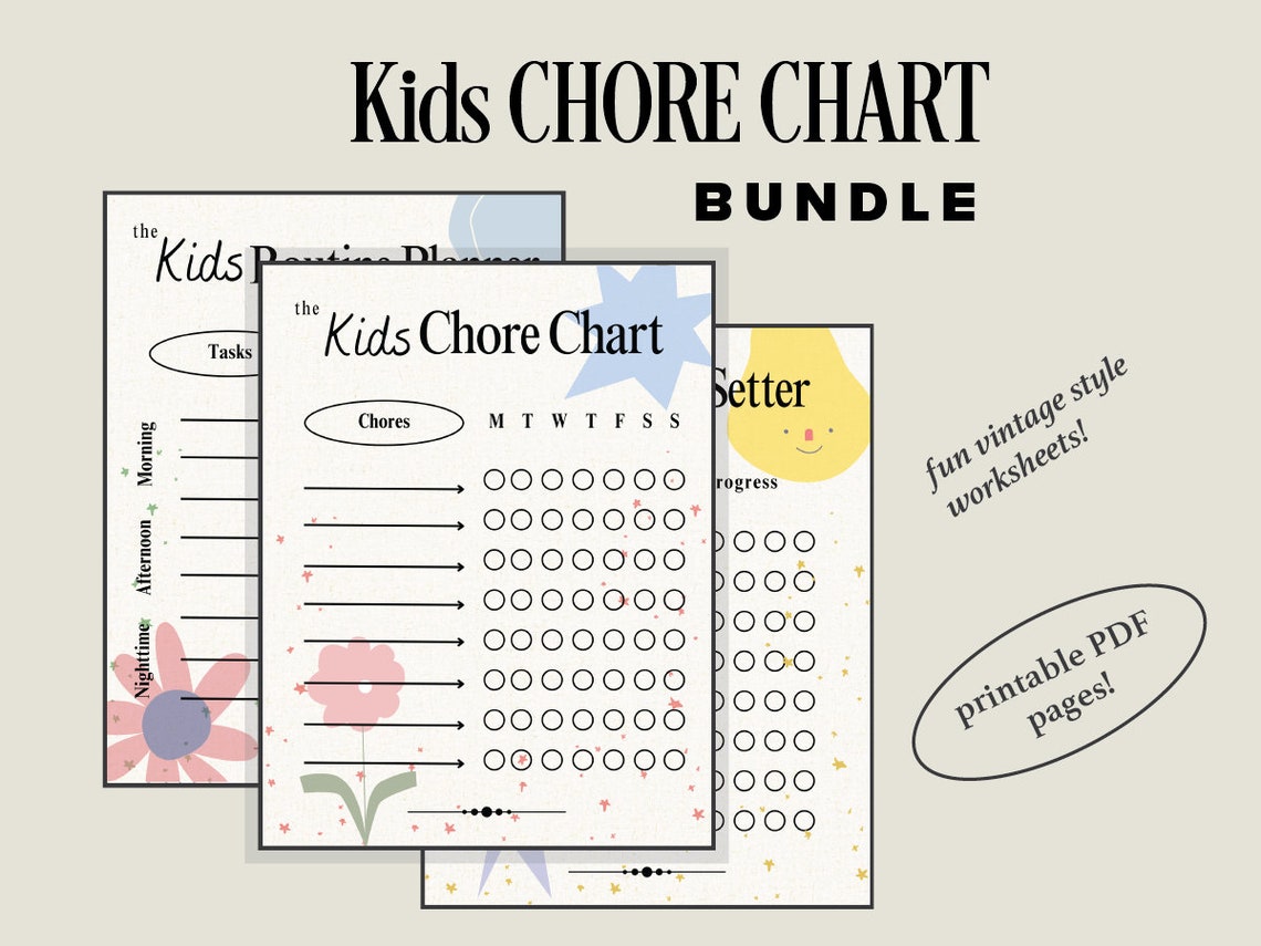 Kids Chore Chart Printable Bundle | Family Chore Chart | Toddler Chore ...