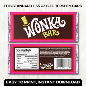 Wonka Bar Wrapper – Hershey's 1.55oz, Party Favor (digital PDF) - Etsy