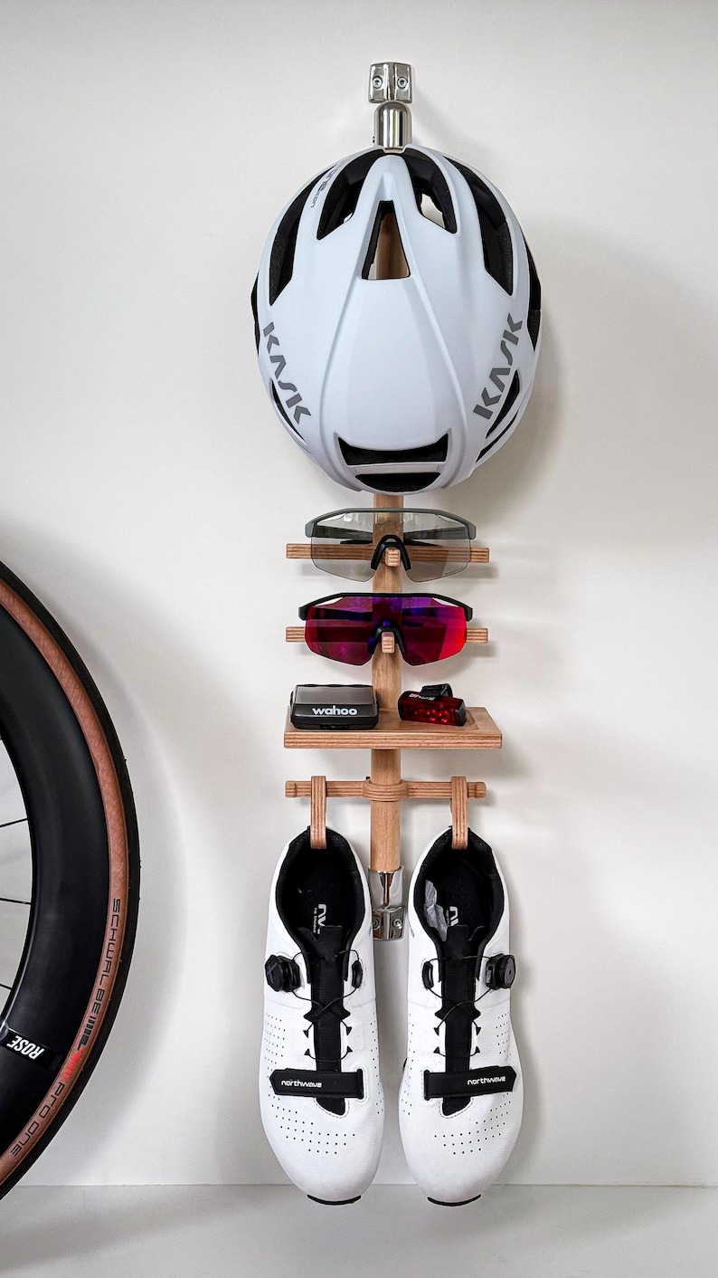 Bike Gear Wandhalterung aus Holz & Edelstahl - Rack - Organizer für ...