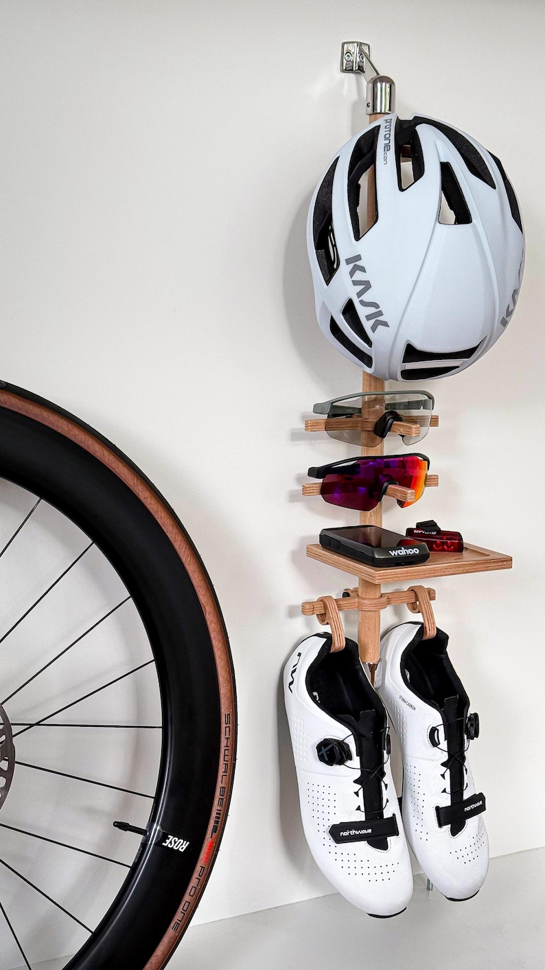 Bike Gear Wall Mount Made of Wood & Stainless Steel - Rack - Organizer ...