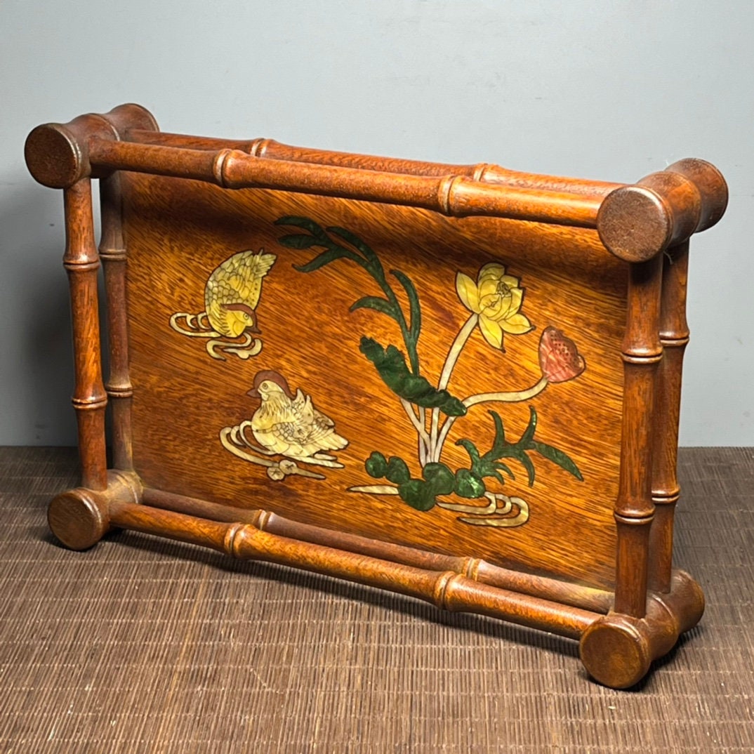Hand Carving Rosewood Mandarin Duck Pattern Tray Wooden Food Tray ...