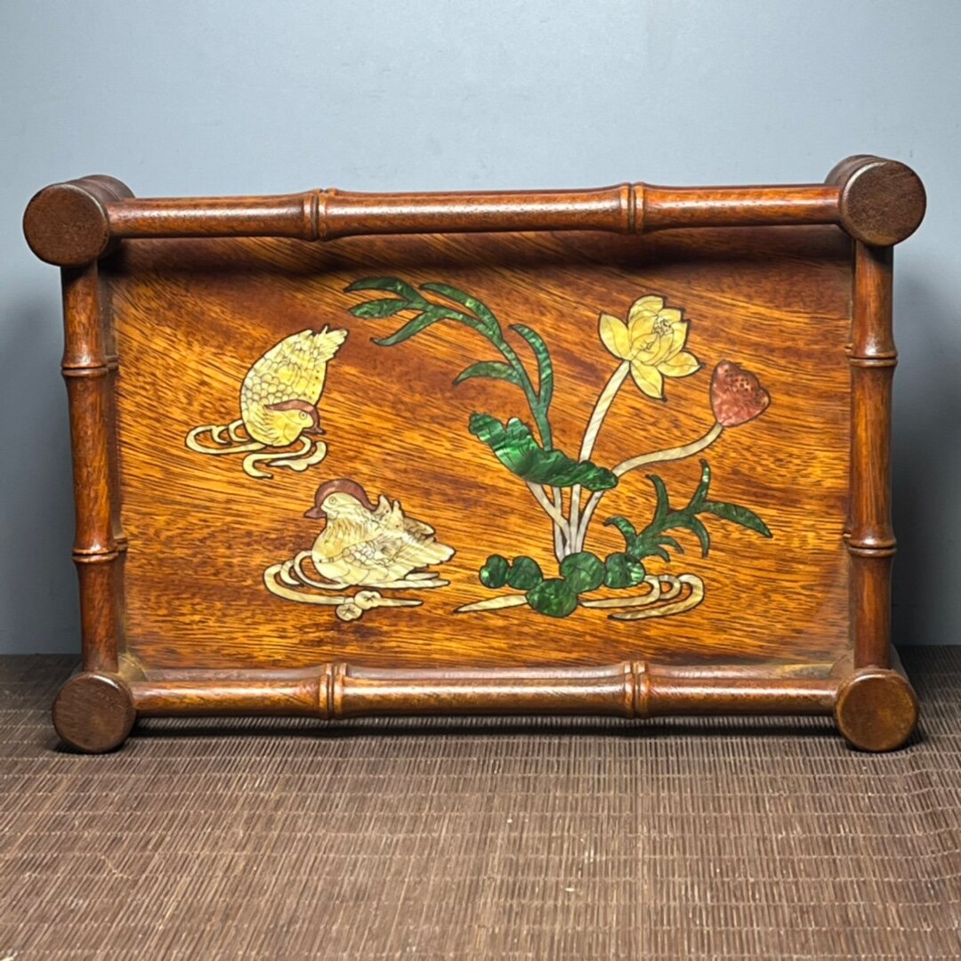 Hand Carving Rosewood Mandarin Duck Pattern Tray Wooden Food Tray ...