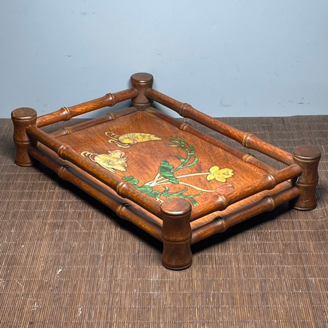 Hand Carving Rosewood Mandarin Duck Pattern Tray Wooden Food Tray ...