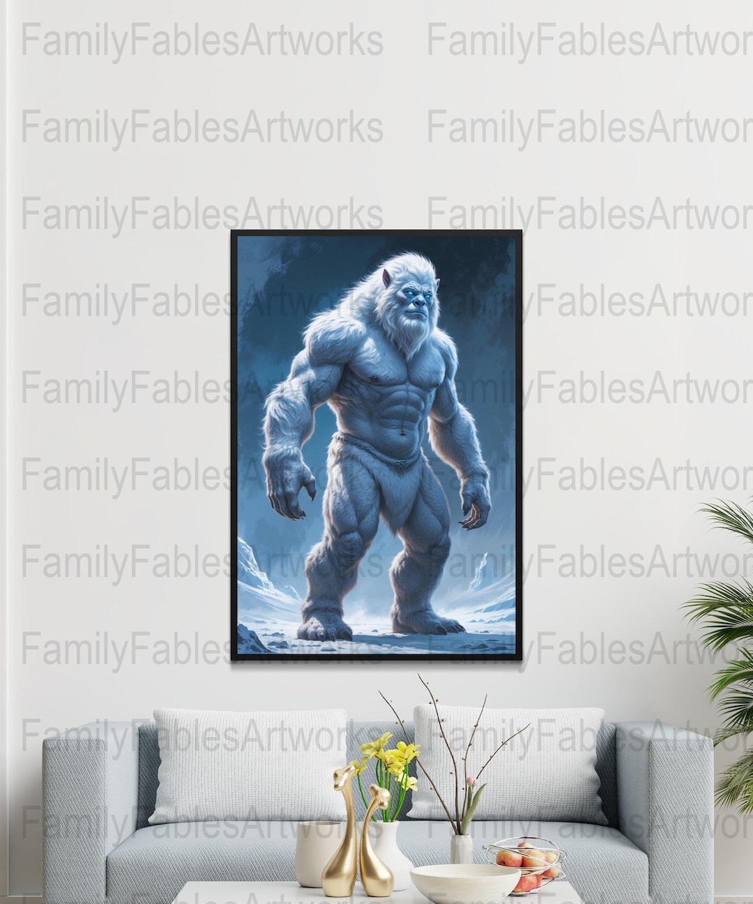 Yeti Digital Artwork, Mythical Creature Print, Snow Monster ...
