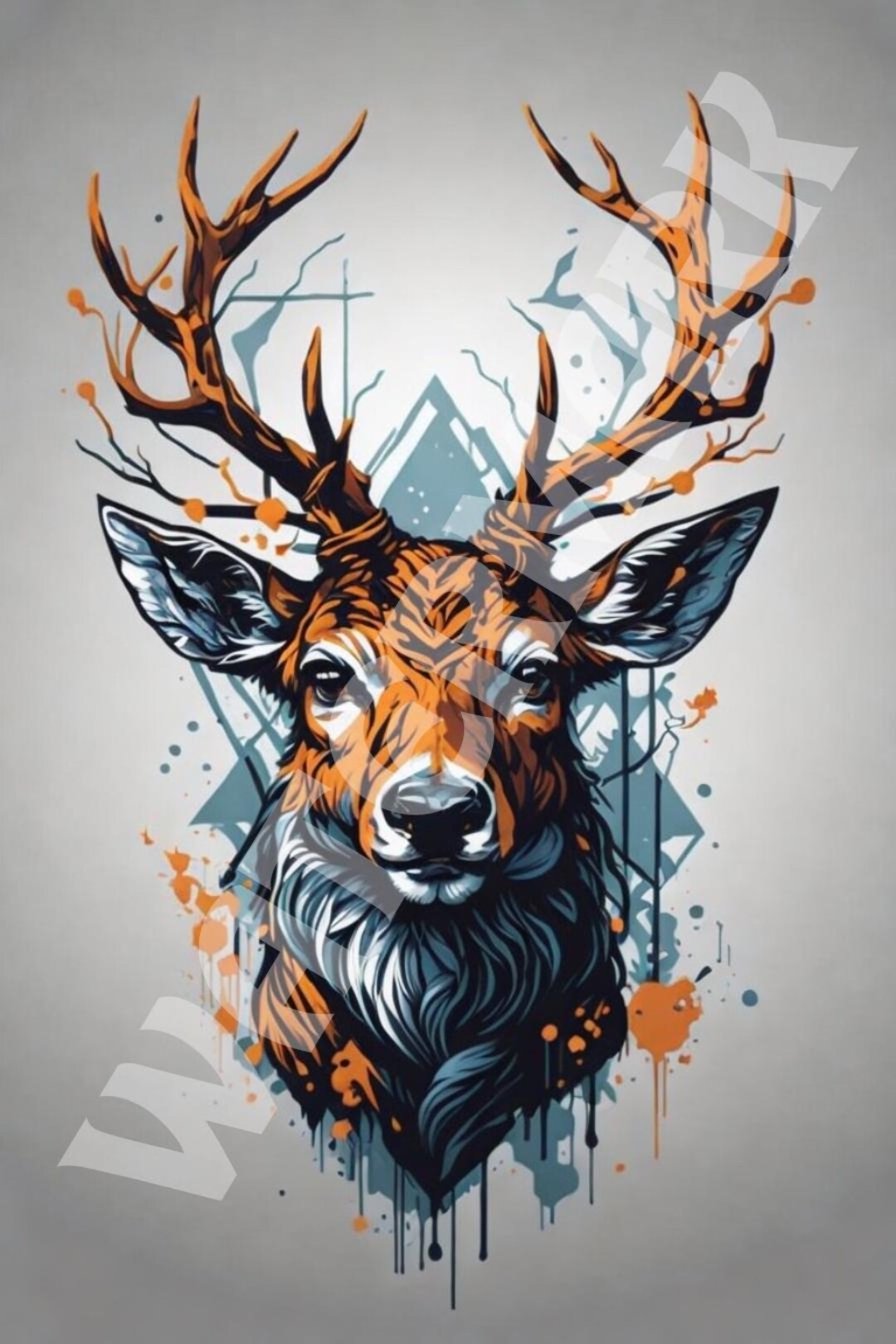 Watercolor Deer Print, Wild Animal Art, Nature Illustration, Modern ...