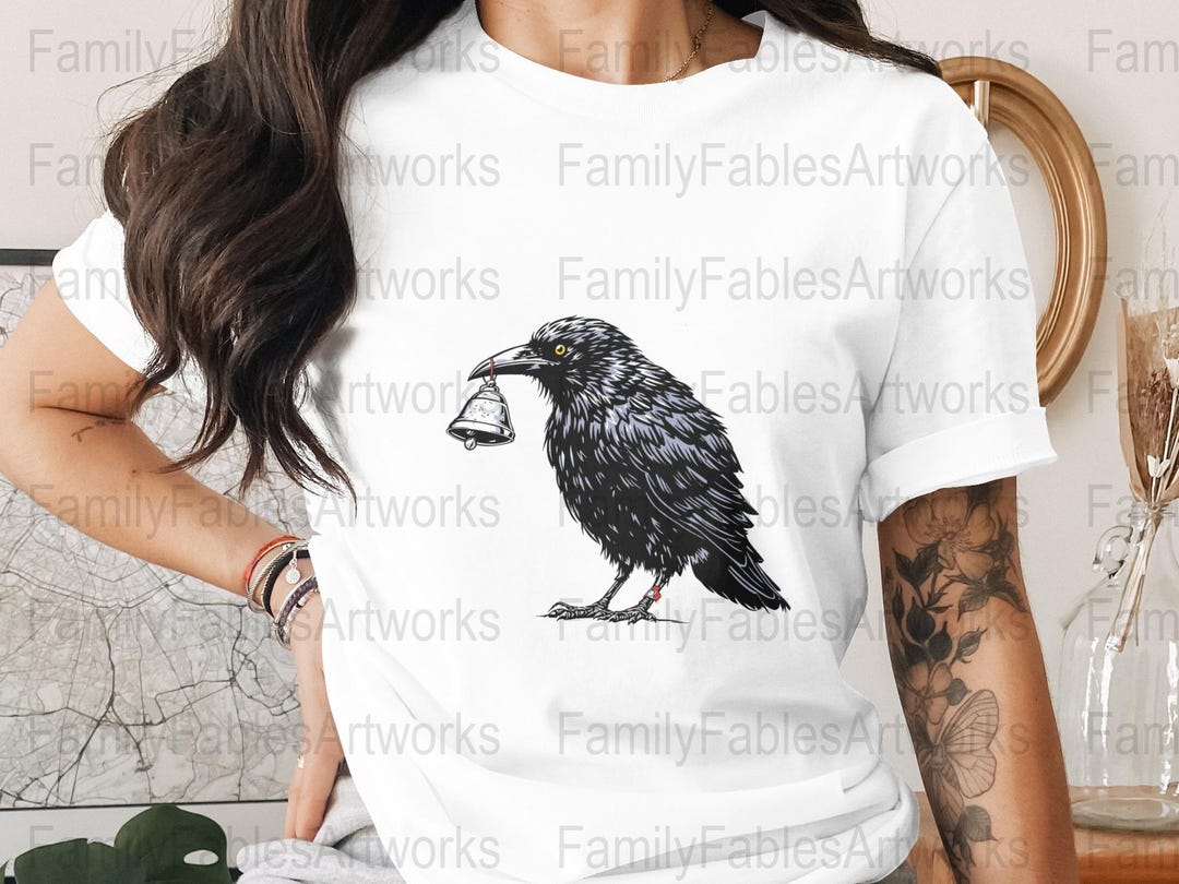 Raven With Bell Gothic Art, Crow Printable (digital PNG File) - Etsy