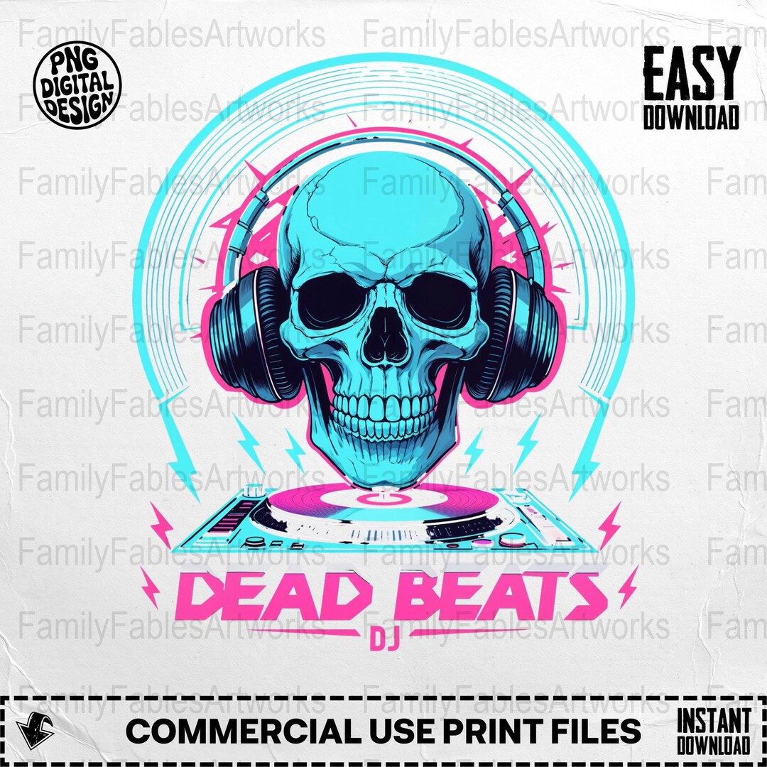 Skull DJ Digital Download, Dead Beats Graphic, Halloween Art, Music ...
