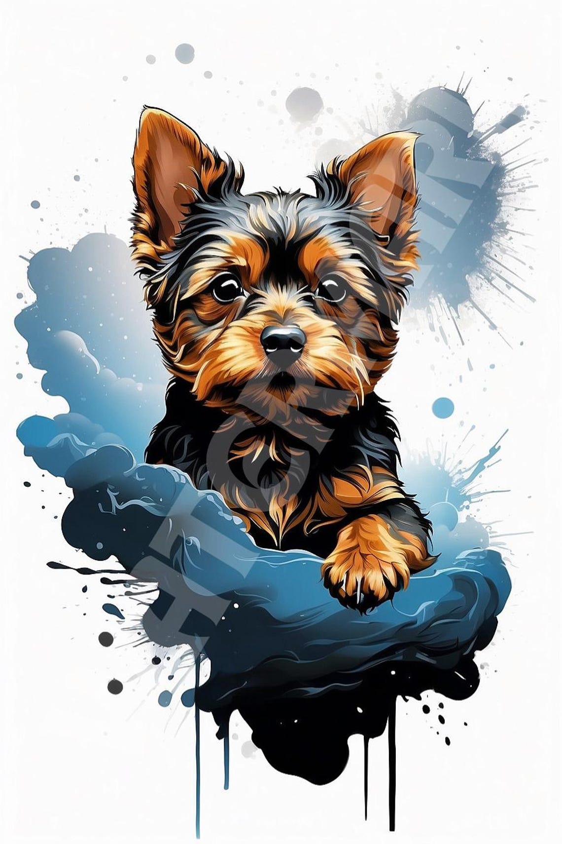 Cosmic Yorkie Floating Silhouette in Space for Dog Lovers & Unique ...
