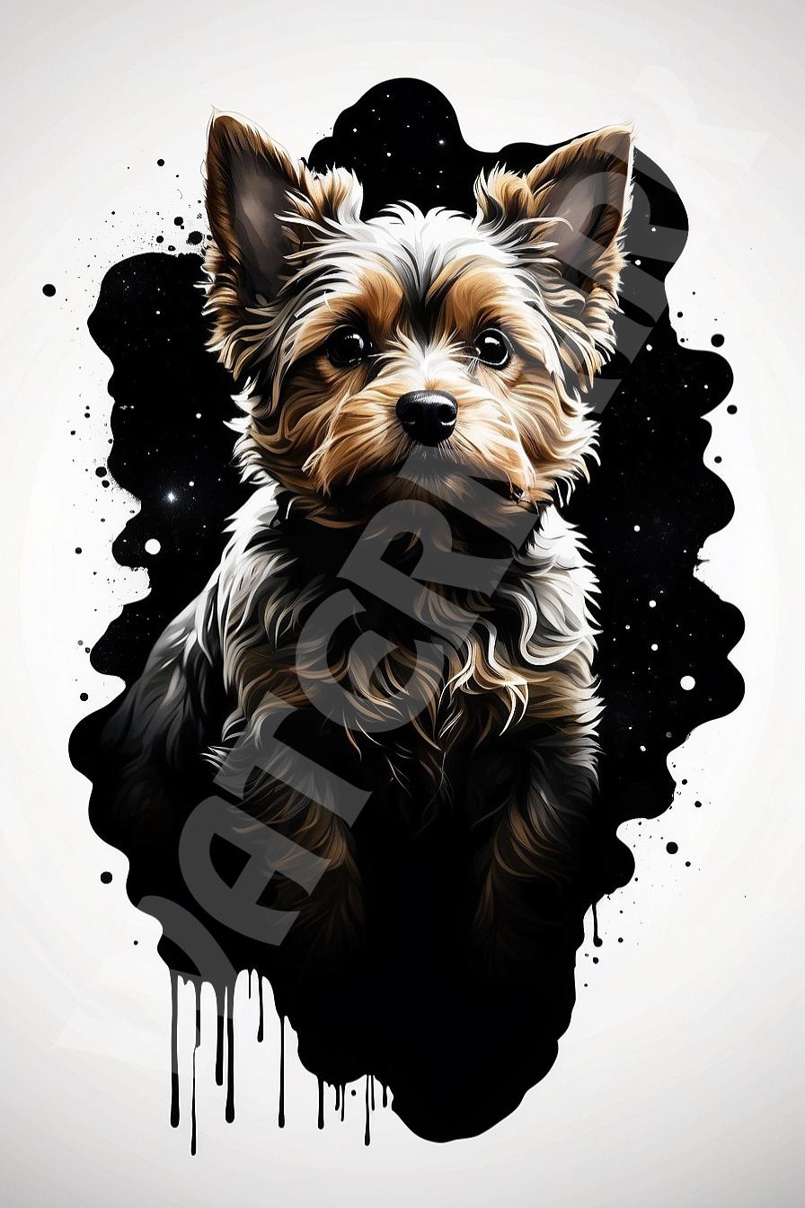 Cosmic Yorkie Floating Silhouette in Space for Dog Lovers & Unique ...