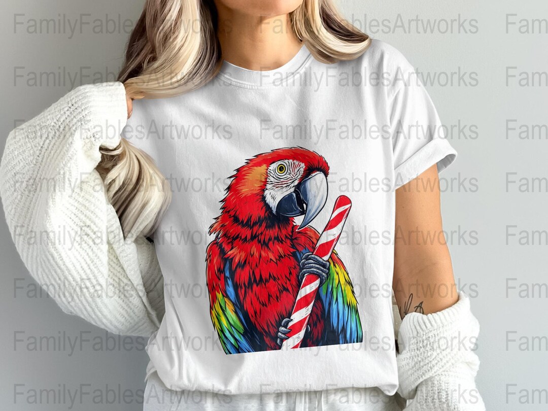 Scarlet Macaw Christmas Candy Cane Digital Art (PNG) - Etsy