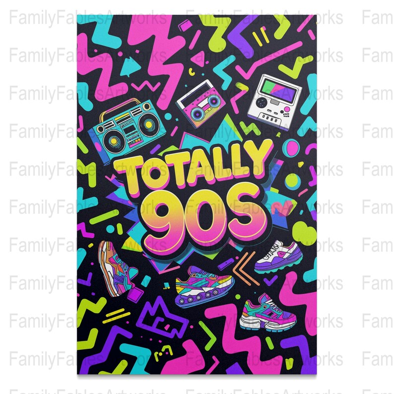 Totally 90s Poster, Retro 90s Graphic Art, Nostalgic 1990s Decor ...
