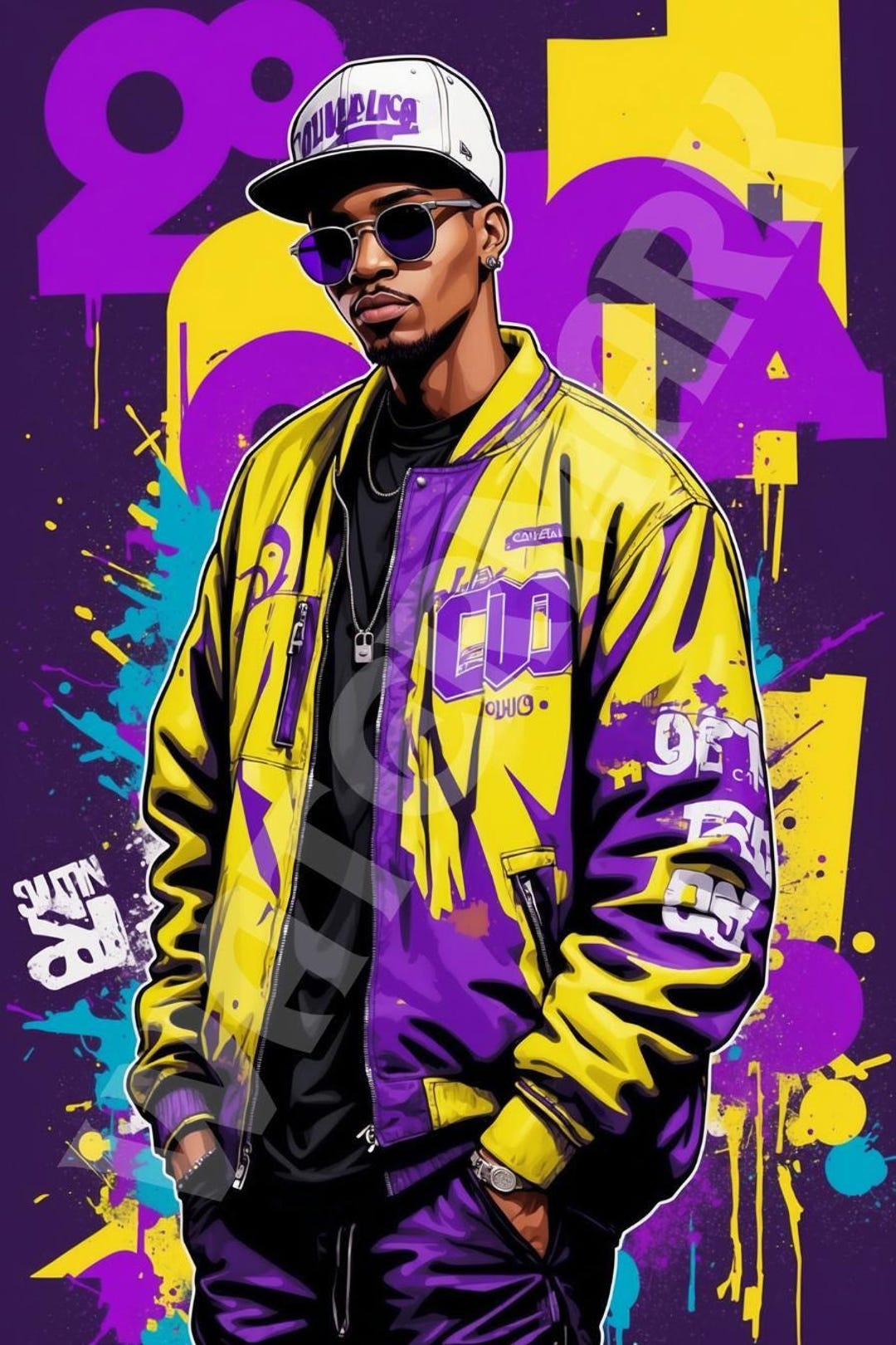 Urban Streetwear Art Print, Digital Download Poster, Vibrant Hip Hop ...