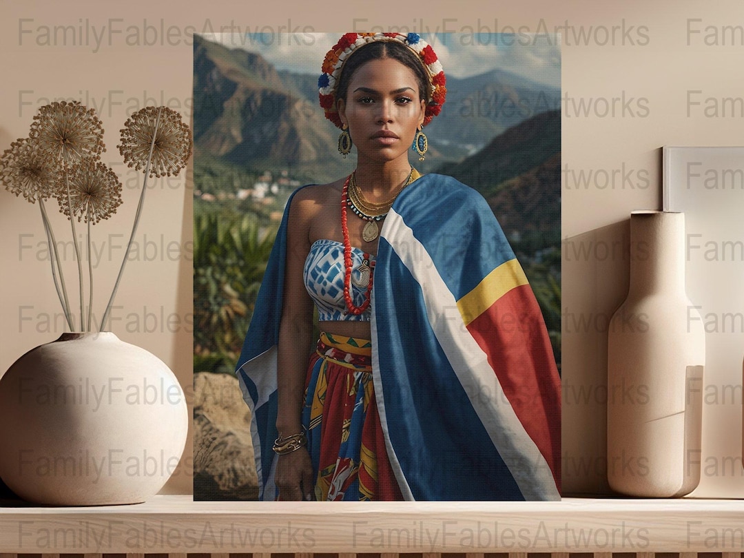 African Dress Cabo Verde Digital Print, Colorful Ethnic Artwork ...