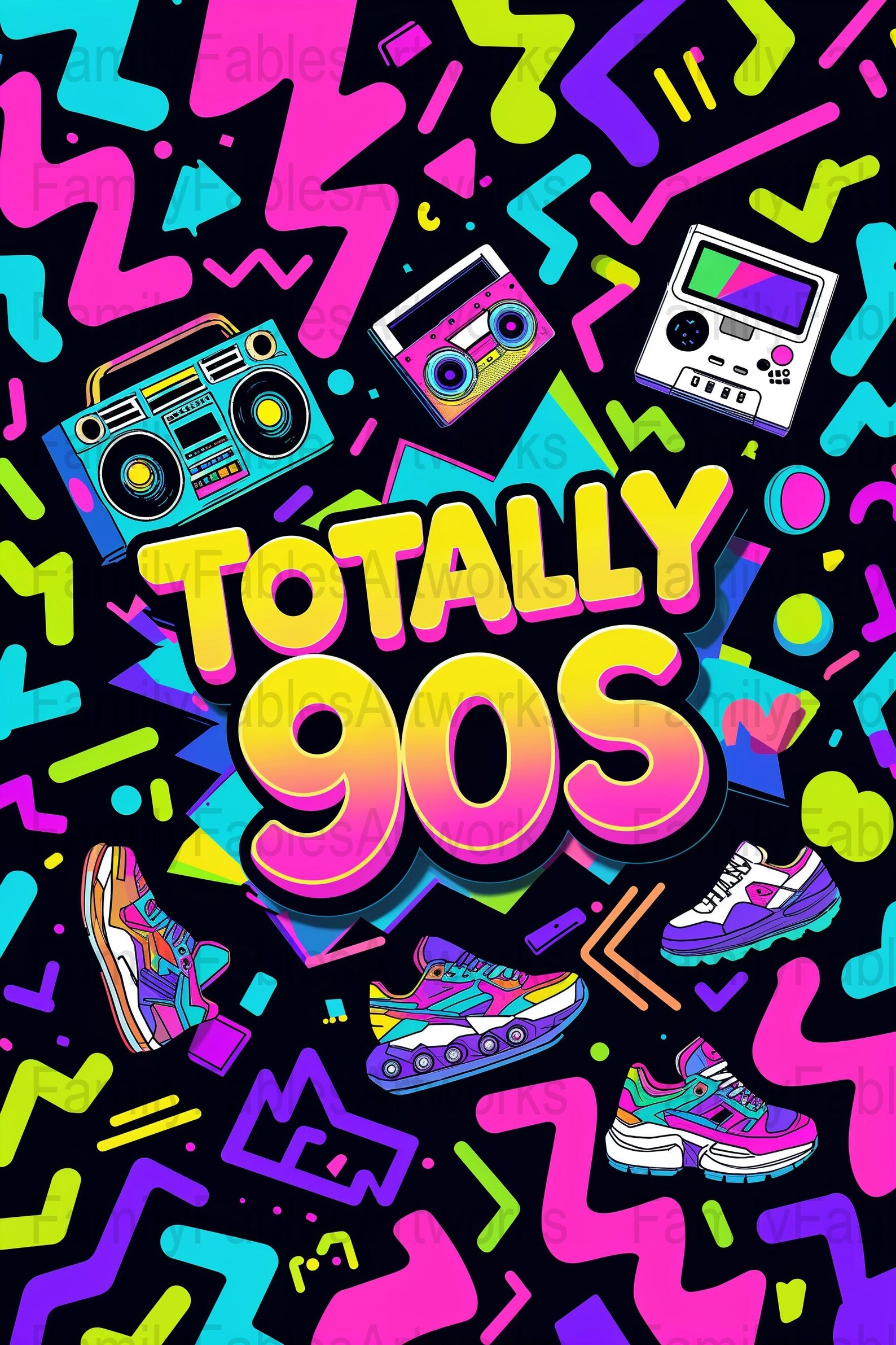 Totally 90s Poster, Retro 90s Graphic Art, Nostalgic 1990s Decor ...