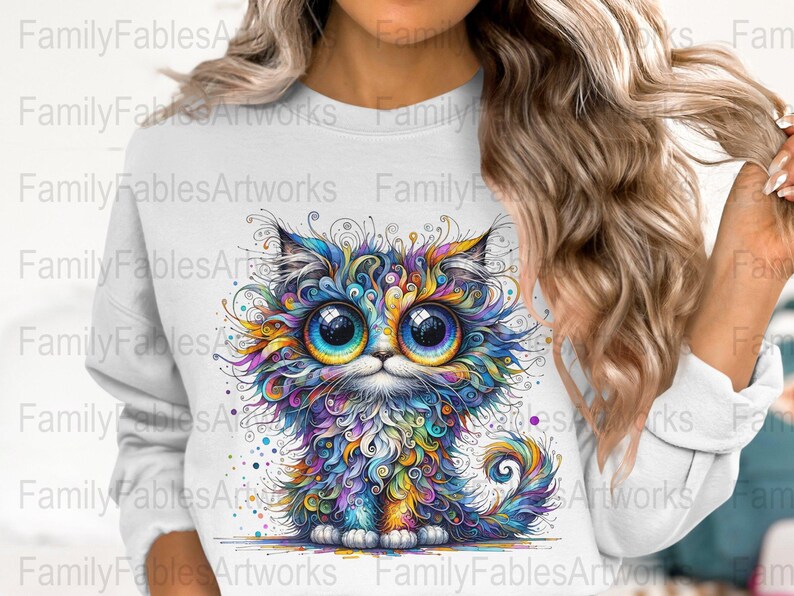 Funny Quirky Cat Clipart, Cute Cat, Quirky Frazzled Cats, Printable ...