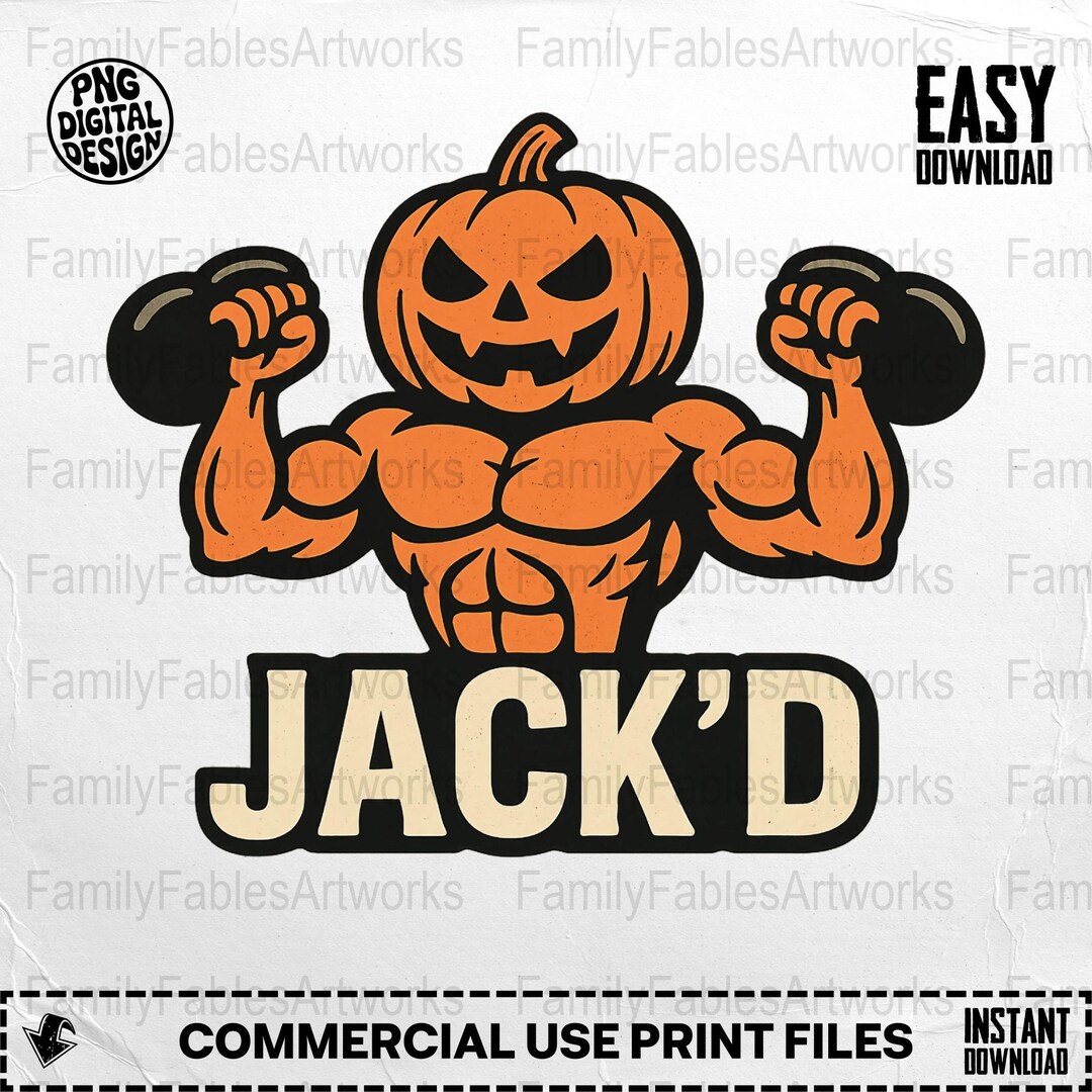 Jackd Pumpkin Bodybuilder Clipart, Halloween Gym Design (digital ...
