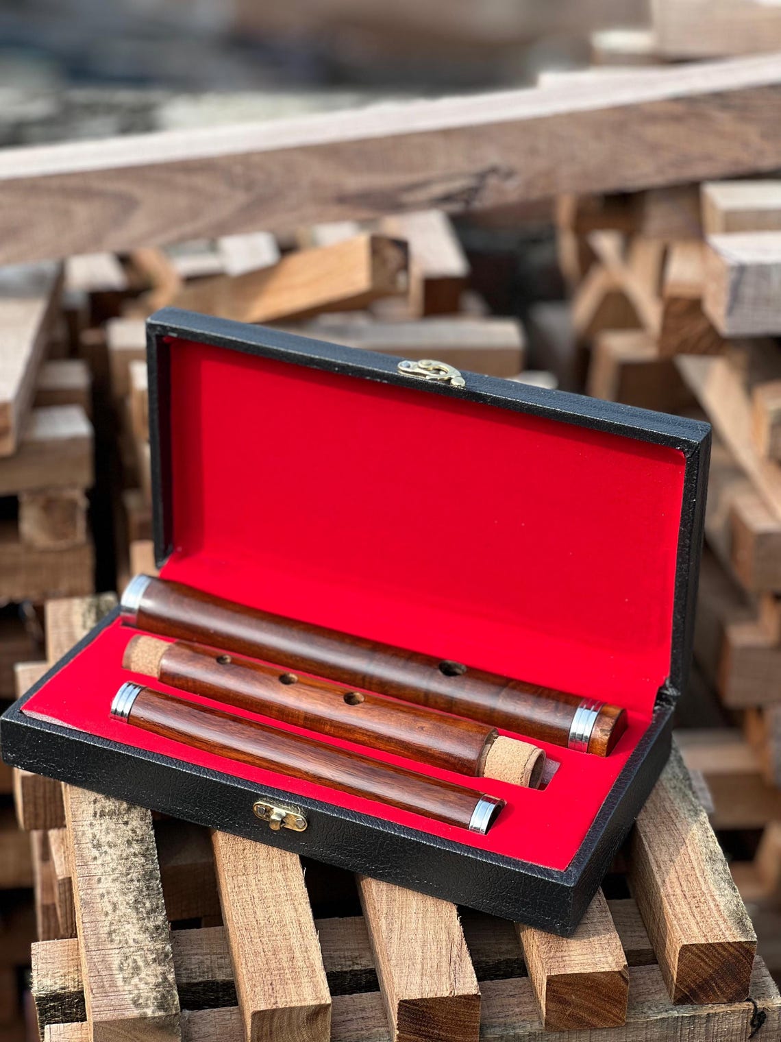 Rosewood Irish Brown Flute in D:3 Piece Beginner's Celtic Instrument ...
