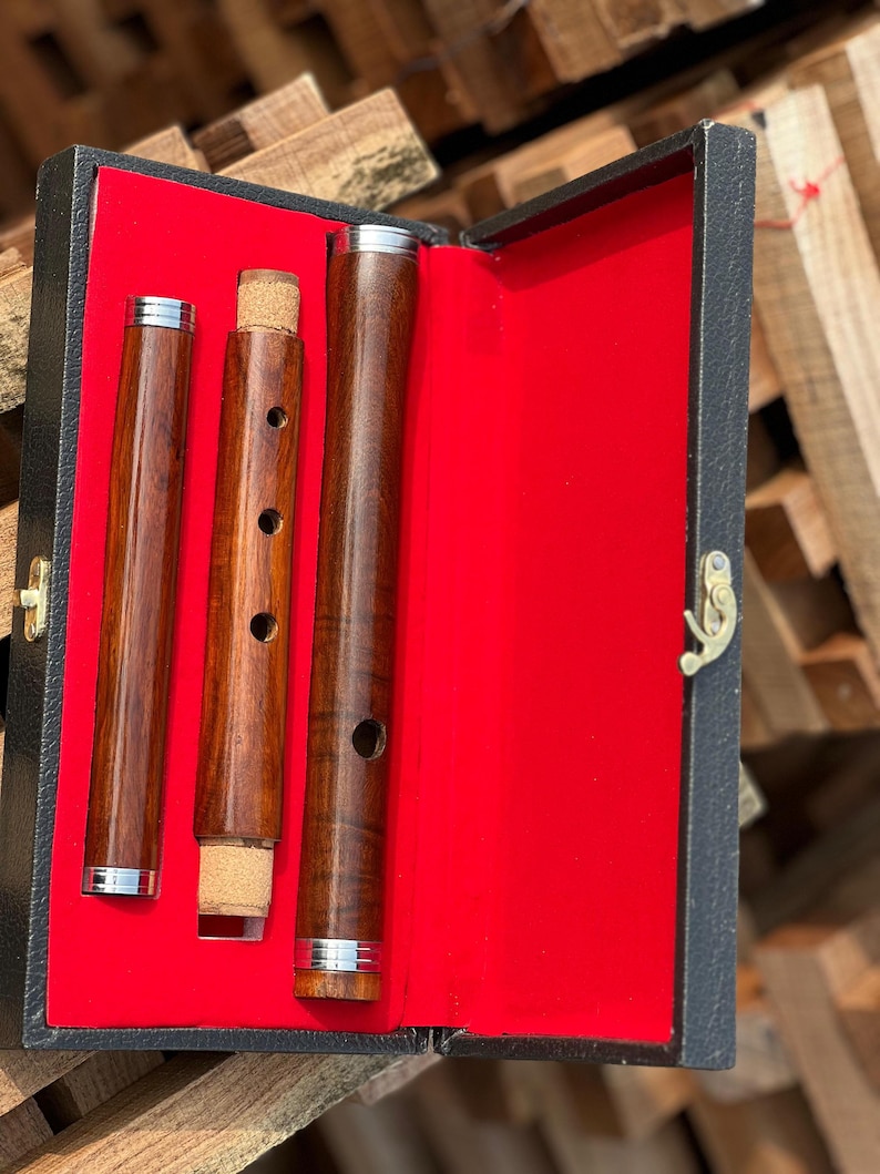 Rosewood Irish Brown Flute in D:3 Piece Beginner's Celtic Instrument ...
