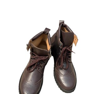 Handmade Men's Scottish Ghillie Brogues Genuine Brown Leather Kilt Shoes Rubber Sole Wedding ...