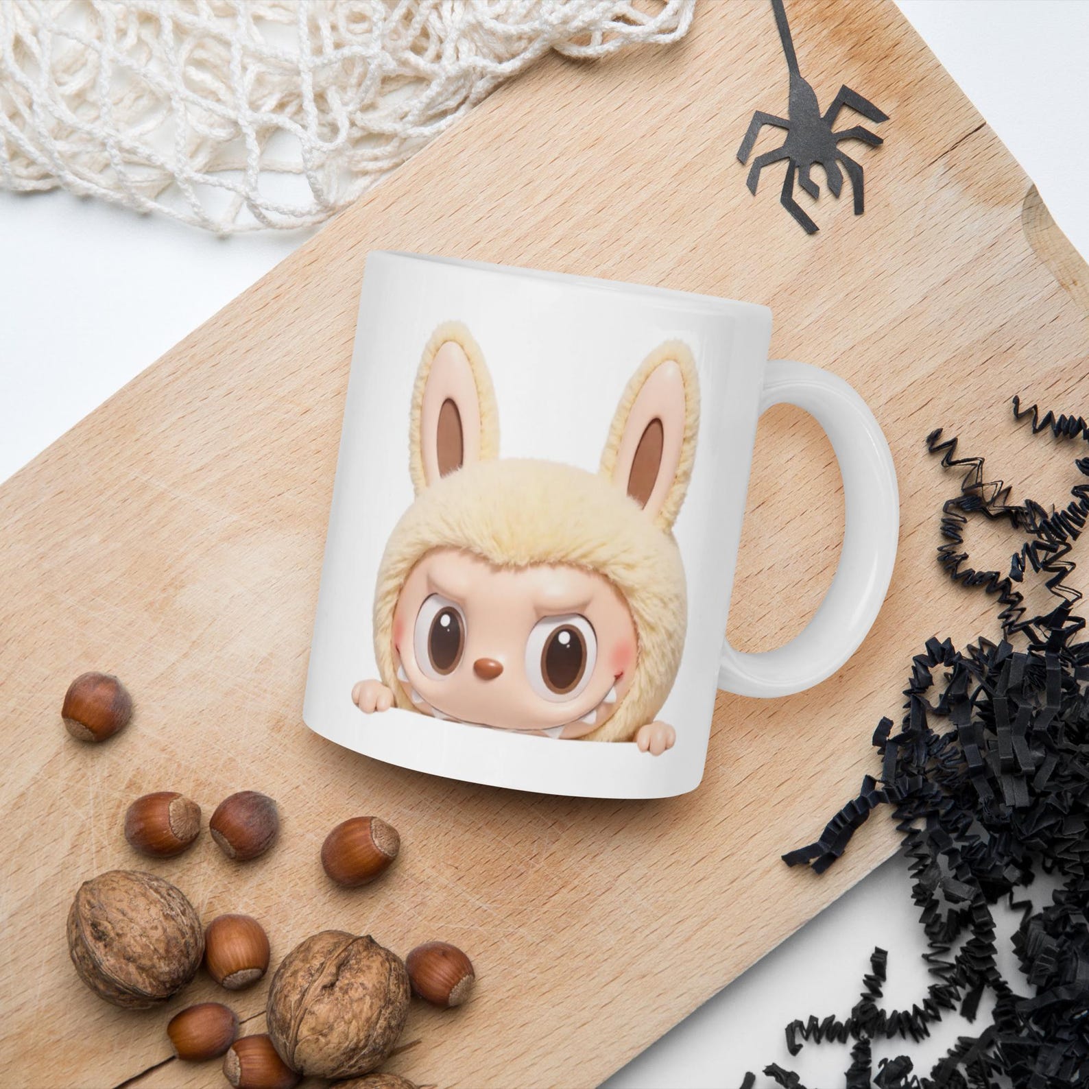 Cute Labubu Character White Glossy Mug (11 Oz) - Etsy