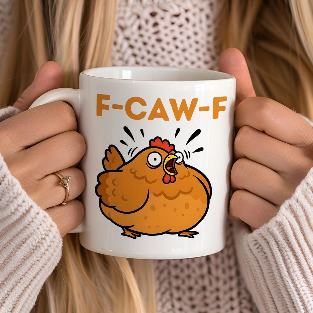 F-caw-f Funny Chicken Mug, Rude Chicken Pun Cup, Adult Humor Office ...