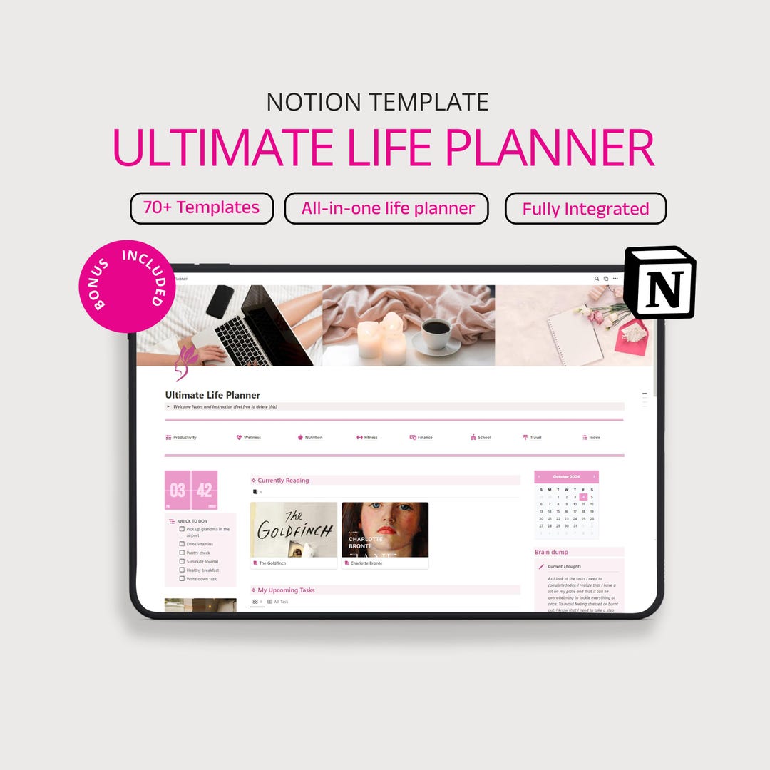 Notion Life Planner, Ultimate Notion Template, All in One Notion Dashboard, Notion Student ...