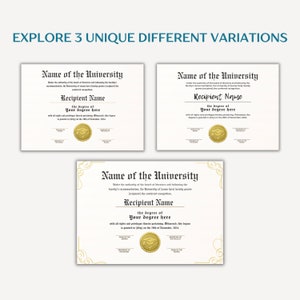 University Diploma, Printable Certificate With Seal, College Diploma ...