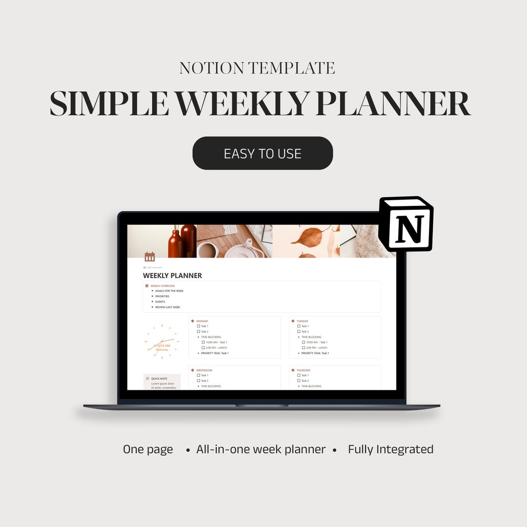 Notion Template, Weekly Planner Notion Dashboard, ADHD Weekly Digital ...