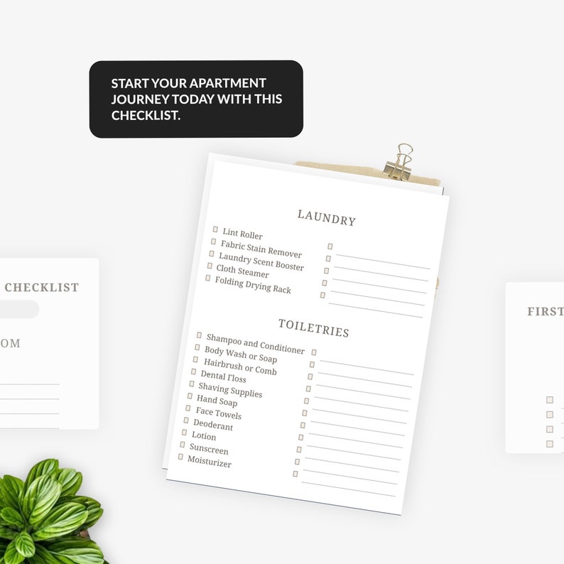 First Apartment Checklist, Printable Apartment Checklist, New Essential ...