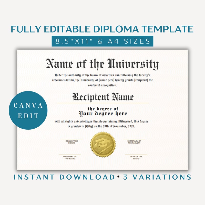 Custom Diploma Replica - Etsy