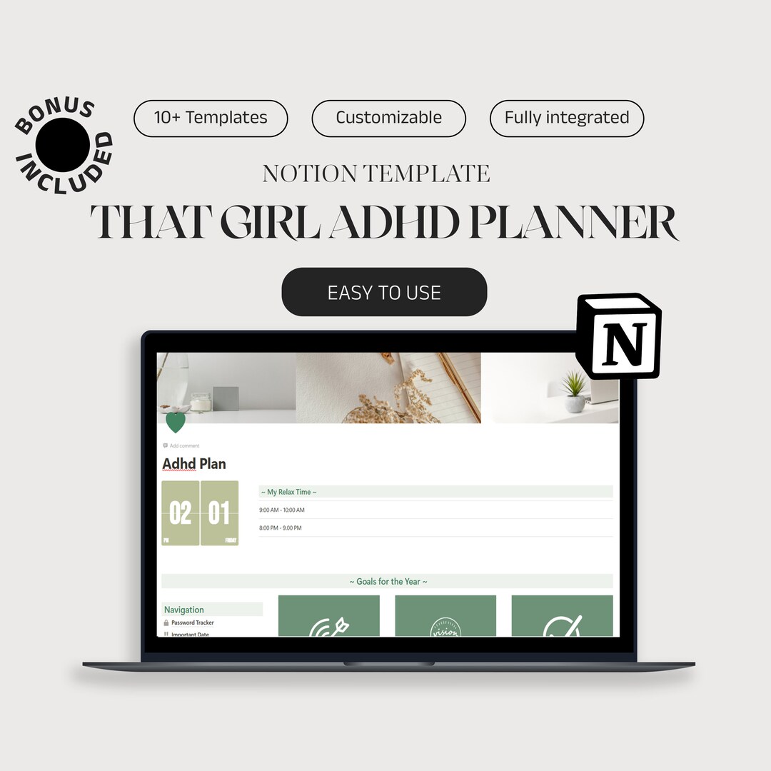 That Girl Planner, Notion Template ADHD Planner, Notion Aesthetic ...