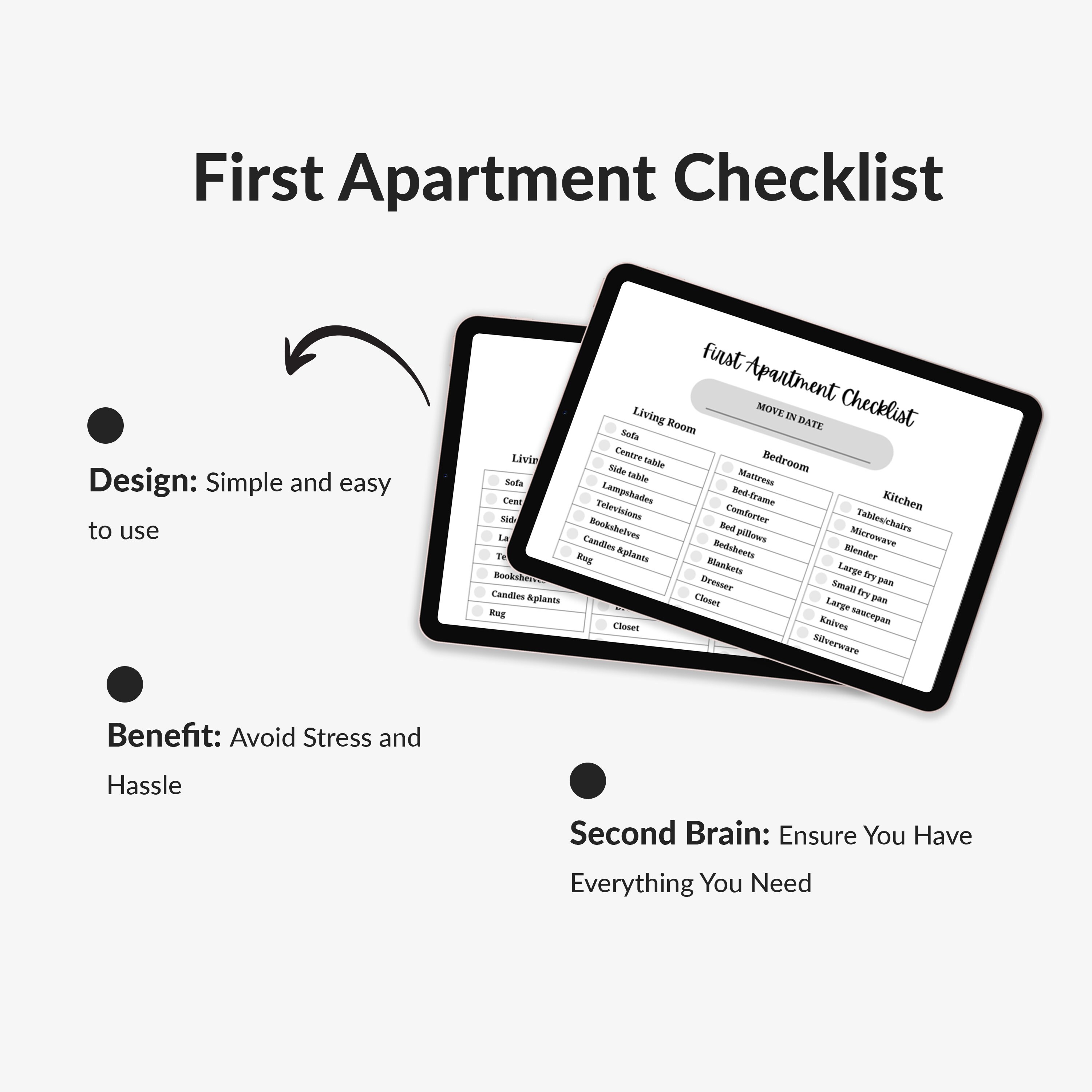 First Apartment Checklist, Printable Apartment Checklist, New Apartment ...