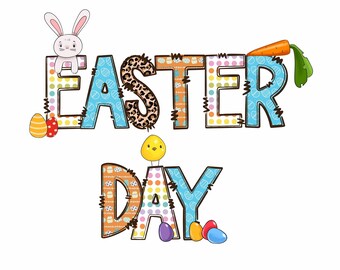 Easter Alphabet Letters PNG Bundle, Easter Eggs, Spring Floral, Easter ...