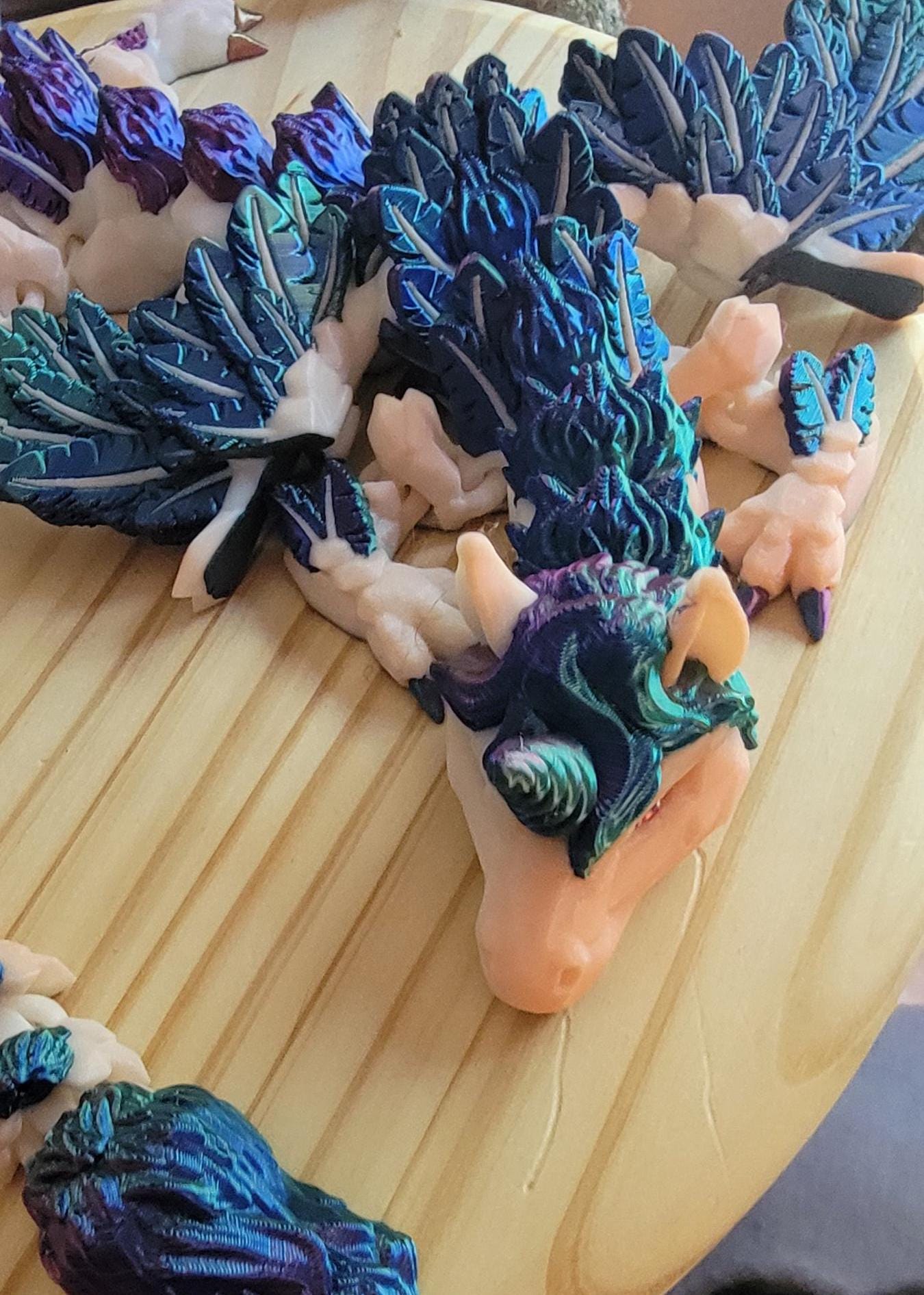 3D Printed Articulated| Winged Alcorn Dragon| UV Color Changing - Etsy