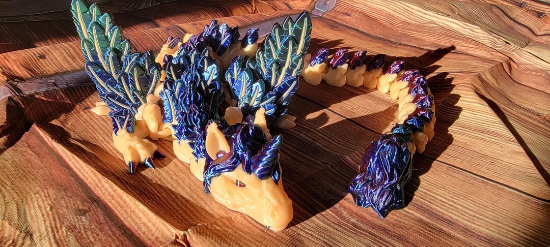 3D Printed Articulated| Winged Alcorn Dragon| UV Color Changing - Etsy
