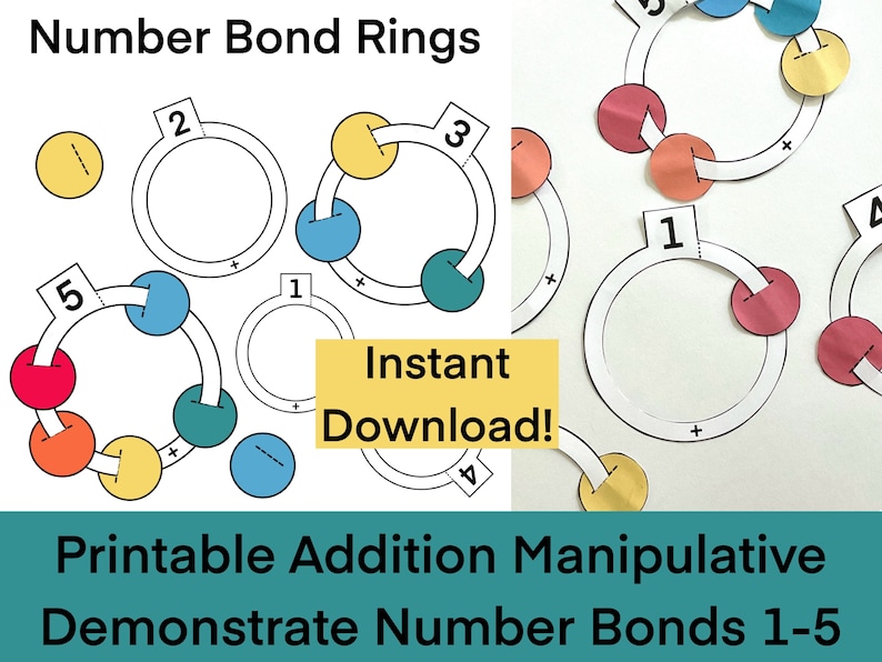 Instant Download Number Bond Rings Introduce Addition to Young Learners ...
